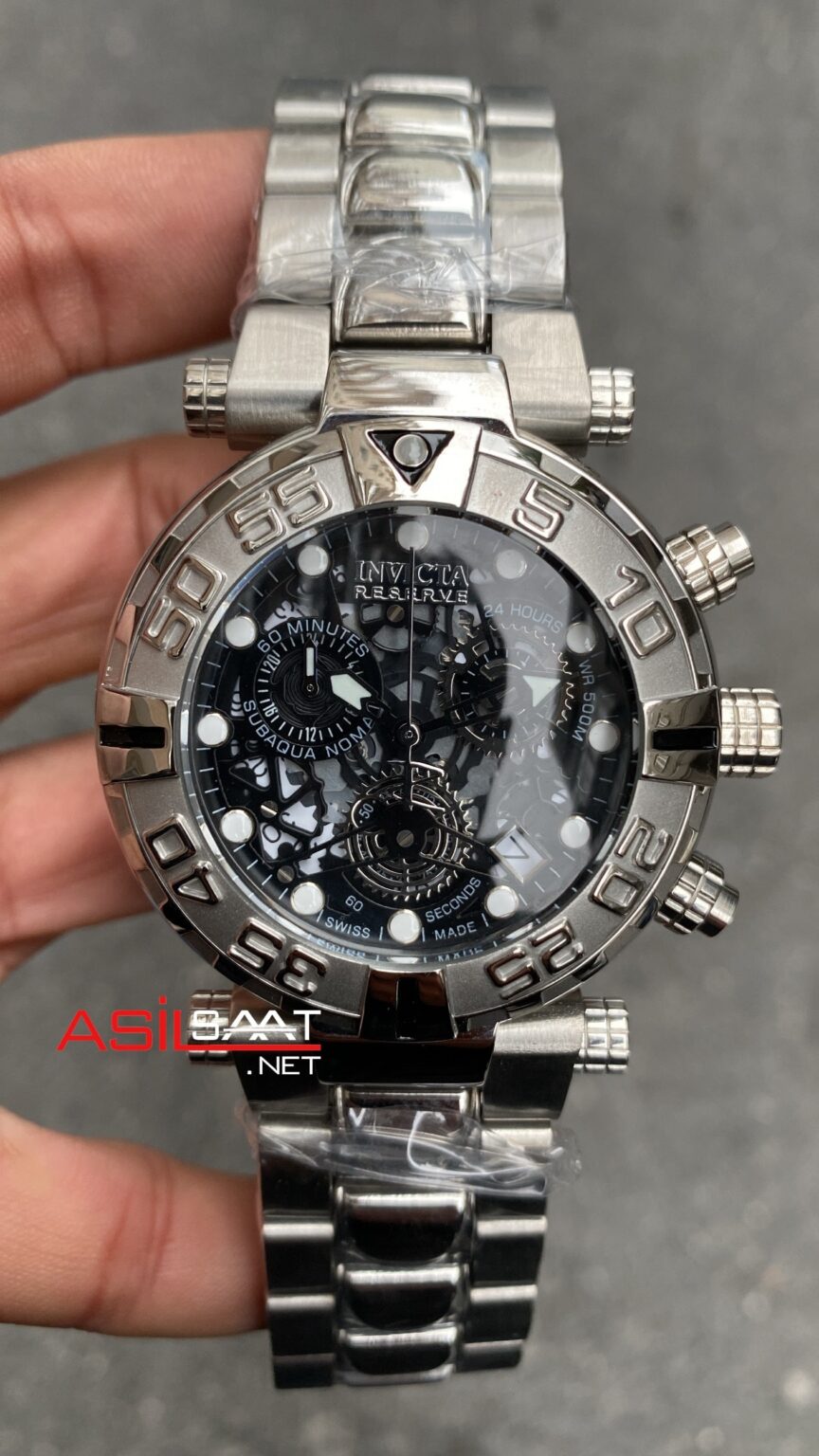 Invicta SubaQua Noma 1 Siyah Kadran 50 mm 15611 Silver Replika Saat ISU001