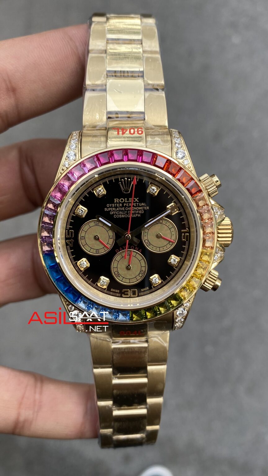 Rolex Daytona Rainbow 40 mm 116598 RBOW Gold Replika Saat ROLDA040
