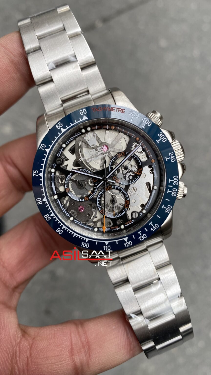 Rolex Replika Saat Daytona Juan Pablo Montoya Mavi 41 mm